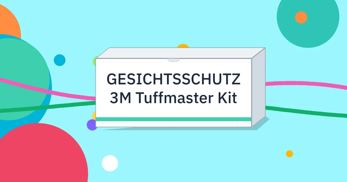 Symbolbild: Packung mit der Aufschrift GESICHTSSCHUTZ 3M Tuffmaster Kit (PZN 17271915) – Verfügbarkeit und Bezug in Apotheken in Frankfurt am Main