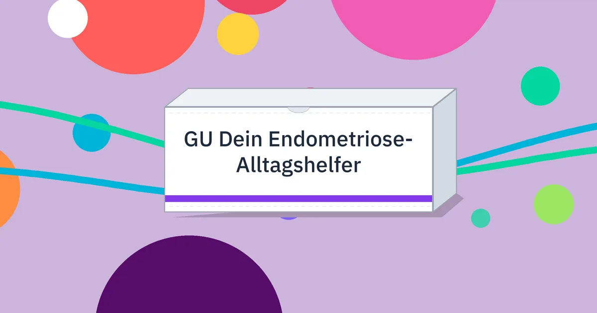Symbolbild: Packung mit der Aufschrift GU Dein Endometriose-Alltagshelfer (PZN 20604119) – Verfügbarkeit und Bezug in Apotheken in Frankfurt am Main