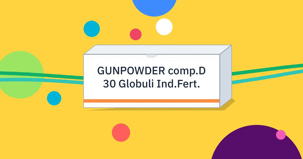 Symbolbild: Packung mit der Aufschrift GUNPOWDER comp.D 30 Globuli Ind.Fert. (PZN 17751259) – Verfügbarkeit und Bezug in Apotheken in Frankfurt am Main
