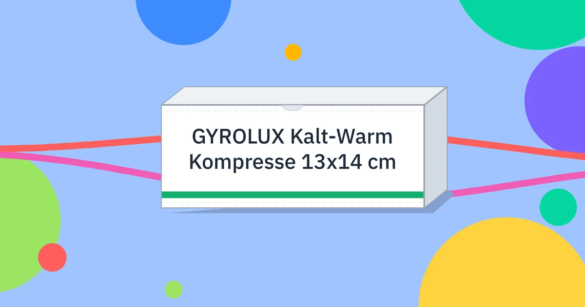 Symbolbild: Packung mit der Aufschrift GYROLUX Kalt-Warm Kompresse 13x14 cm (PZN 06899734) – Verfügbarkeit und Bezug in Apotheken in Frankfurt am Main