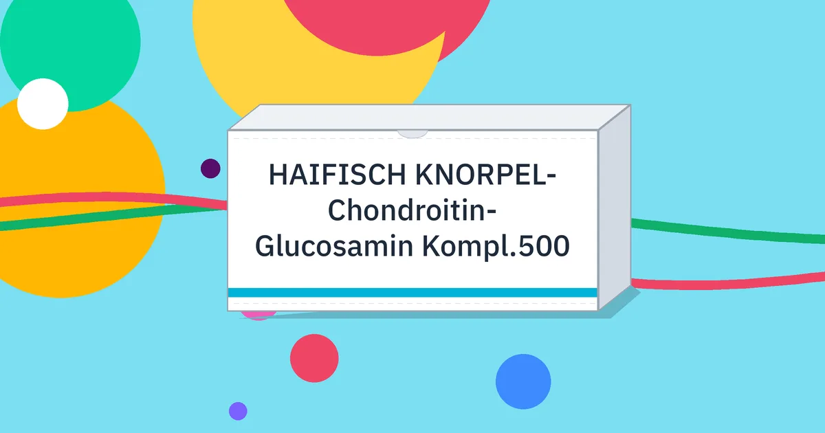 Symbolbild: Packung mit der Aufschrift HAIFISCH KNORPEL-Chondroitin-Glucosamin Kompl.500 (PZN 16156402) – Verfügbarkeit und Bezug in Apotheken in Frankfurt am Main