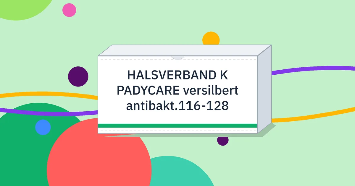 Symbolbild: Packung mit der Aufschrift HALSVERBAND K PADYCARE versilbert antibakt.116-128 (PZN 10939899) – Verfügbarkeit und Bezug in Apotheken in Frankfurt am Main