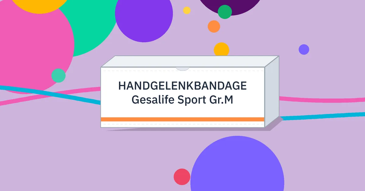 Symbolbild: Packung mit der Aufschrift HANDGELENKBANDAGE Gesalife Sport Gr.M (PZN 03862268) – Verfügbarkeit und Bezug in Apotheken in Frankfurt am Main