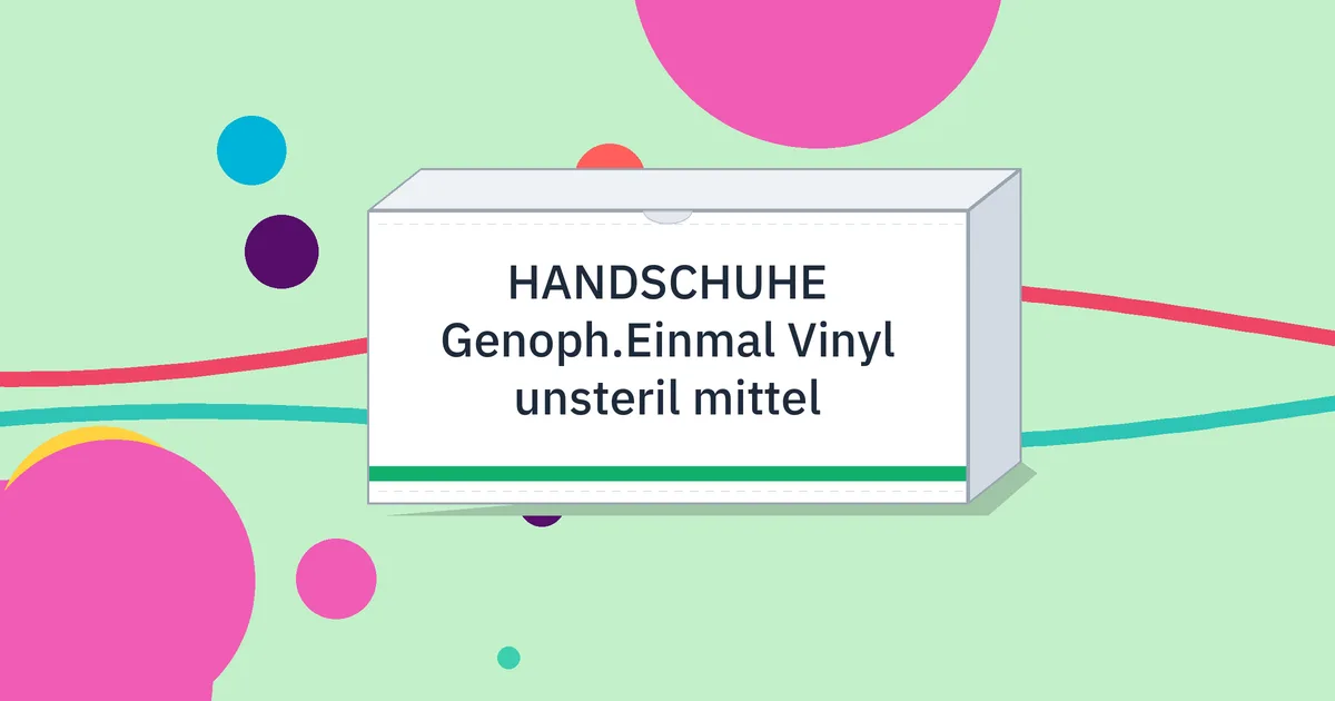 Symbolbild: Packung mit der Aufschrift HANDSCHUHE Genoph.Einmal Vinyl unsteril mittel (PZN 03542339) – Verfügbarkeit und Bezug in Apotheken in Frankfurt am Main
