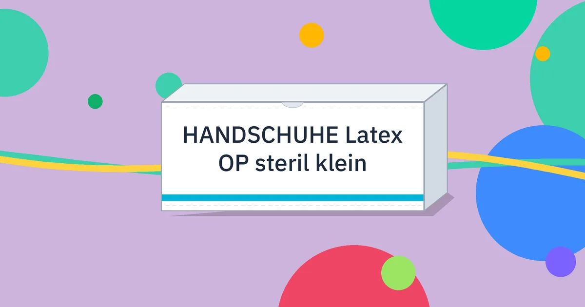 Symbolbild: Packung mit der Aufschrift HANDSCHUHE Latex OP steril klein (PZN 03875489) – Verfügbarkeit und Bezug in Apotheken in Frankfurt am Main
