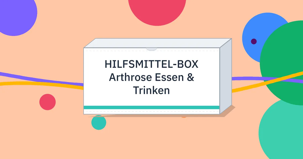 Symbolbild: Packung mit der Aufschrift HILFSMITTEL-BOX Arthrose Essen & Trinken (PZN 15385135) – Verfügbarkeit und Bezug in Apotheken in Frankfurt am Main