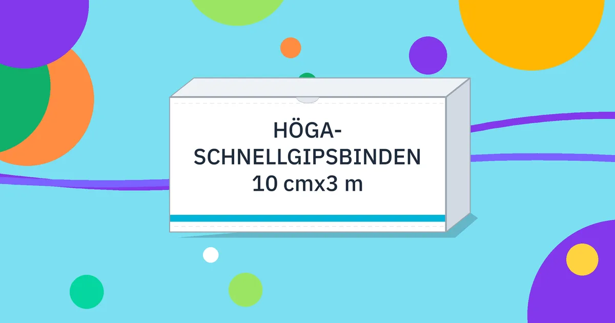 Symbolbild: Packung mit der Aufschrift HÖGA-SCHNELLGIPSBINDEN 10 cmx3 m (PZN 08610347) – Verfügbarkeit und Bezug in Apotheken in Frankfurt am Main