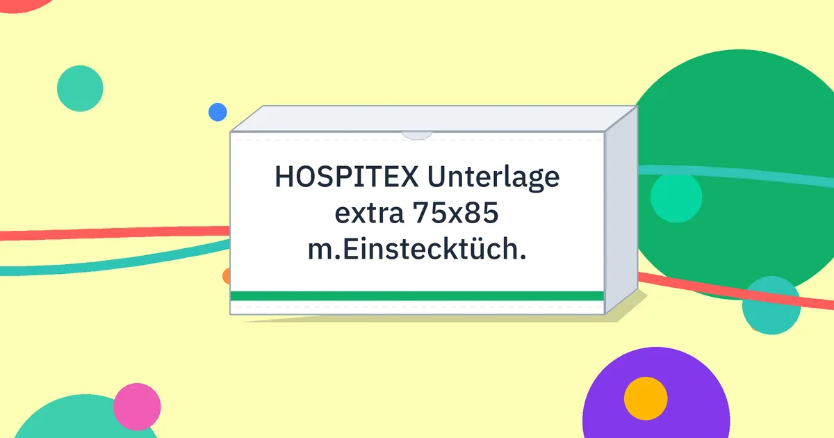 Symbolbild: Packung mit der Aufschrift HOSPITEX Unterlage extra 75x85 m.Einstecktüch. (PZN 03028163) – Verfügbarkeit und Bezug in Apotheken in Frankfurt am Main
