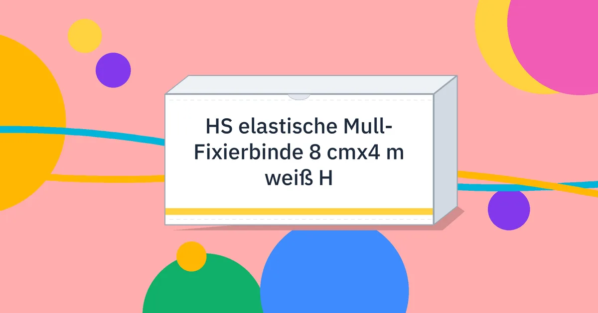 Symbolbild: Packung mit der Aufschrift HS elastische Mull-Fixierbinde 8 cmx4 m weiß H (PZN 09741637) – Verfügbarkeit und Bezug in Apotheken in Frankfurt am Main