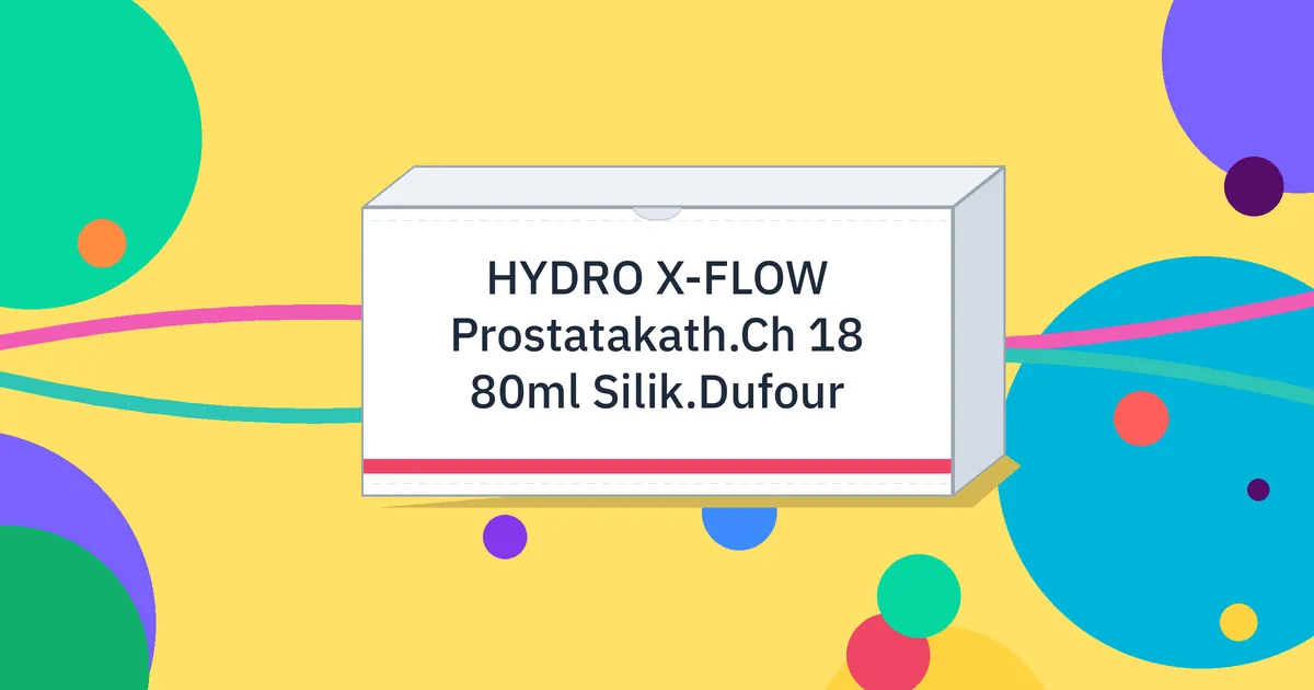 Symbolbild: Packung mit der Aufschrift HYDRO X-FLOW Prostatakath.Ch 18 80ml Silik.Dufour (PZN 17508725) – Verfügbarkeit und Bezug in Apotheken in Frankfurt am Main