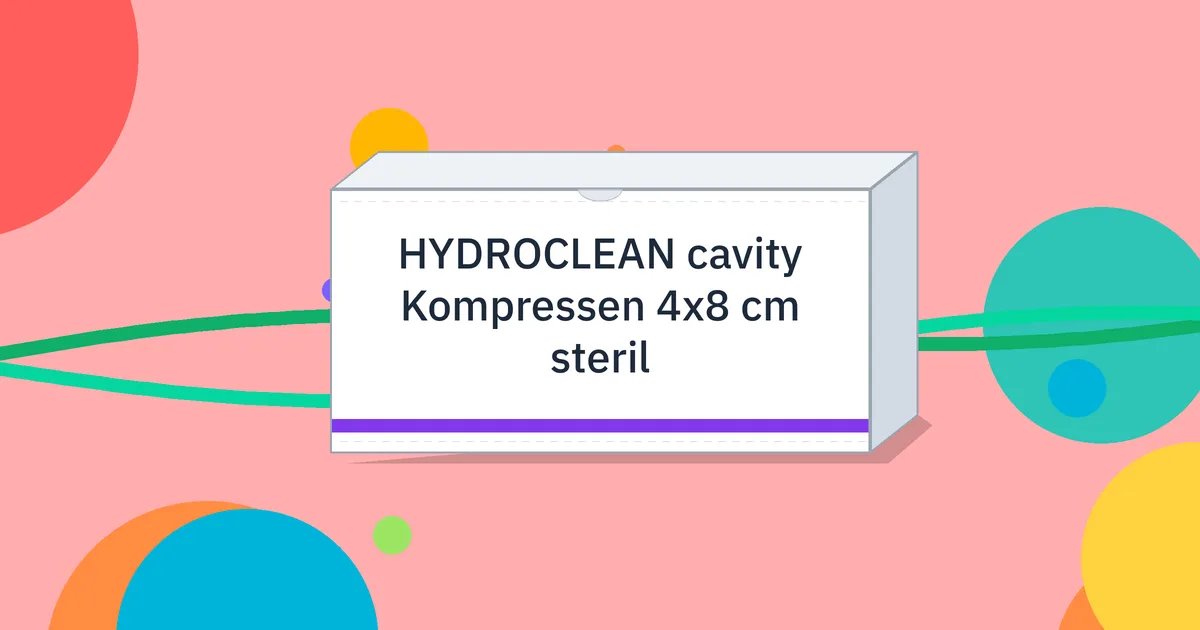 Symbolbild: Packung mit der Aufschrift HYDROCLEAN cavity Kompressen 4x8 cm steril (PZN 19701082) – Verfügbarkeit und Bezug in Apotheken in Frankfurt am Main