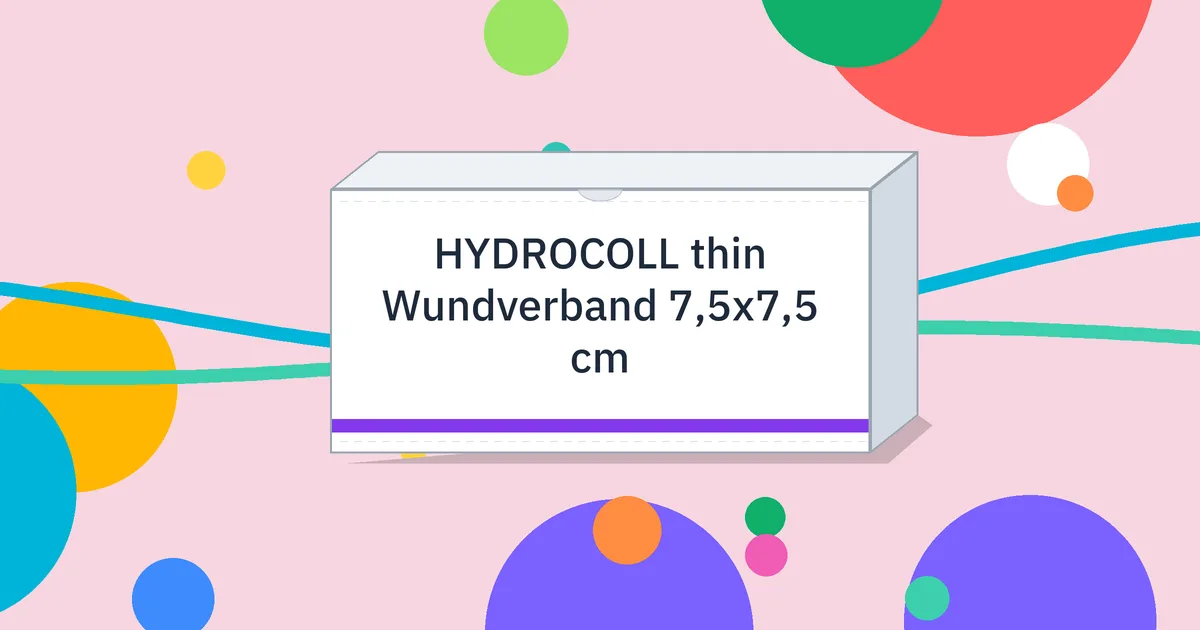 Symbolbild: Packung mit der Aufschrift HYDROCOLL thin Wundverband 7,5x7,5 cm (PZN 12594217) – Verfügbarkeit und Bezug in Apotheken in Frankfurt am Main