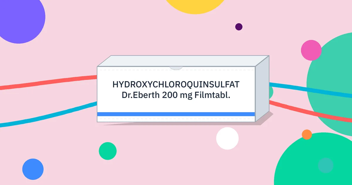 Symbolbild: Packung mit der Aufschrift HYDROXYCHLOROQUINSULFAT Dr.Eberth 200 mg Filmtabl. (PZN 13747232) – Verfügbarkeit und Bezug in Apotheken in Frankfurt am Main