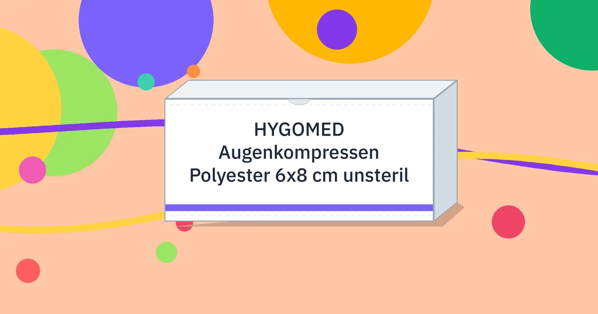Symbolbild: Packung mit der Aufschrift HYGOMED Augenkompressen Polyester 6x8 cm unsteril (PZN 20383078) – Verfügbarkeit und Bezug in Apotheken in Frankfurt am Main