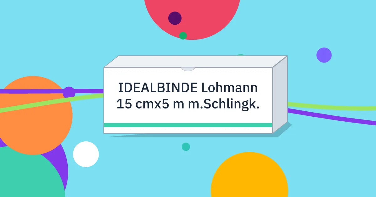 Symbolbild: Packung mit der Aufschrift IDEALBINDE Lohmann 15 cmx5 m m.Schlingk. (PZN 07132503) – Verfügbarkeit und Bezug in Apotheken in Frankfurt am Main