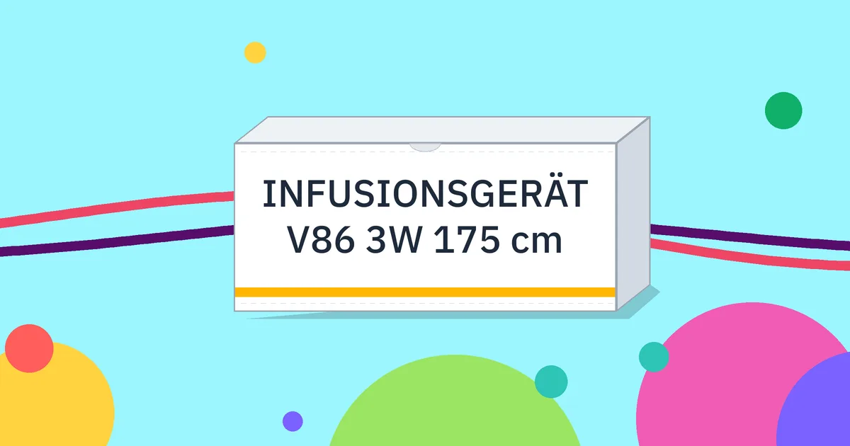 Symbolbild: Packung mit der Aufschrift INFUSIONSGERÄT V86 3W 175 cm (PZN 13335239) – Verfügbarkeit und Bezug in Apotheken in Frankfurt am Main