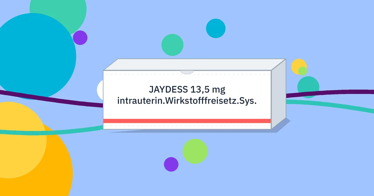 Symbolbild: Packung mit der Aufschrift JAYDESS 13,5 mg intrauterin.Wirkstofffreisetz.Sys. (PZN 14384688) – Verfügbarkeit und Bezug in Apotheken in Frankfurt am Main