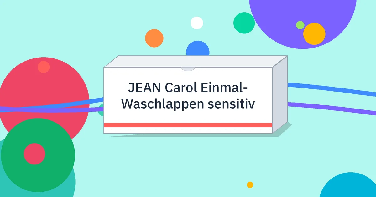Symbolbild: Packung mit der Aufschrift JEAN Carol Einmal-Waschlappen sensitiv (PZN 09705937) – Verfügbarkeit und Bezug in Apotheken in Frankfurt am Main