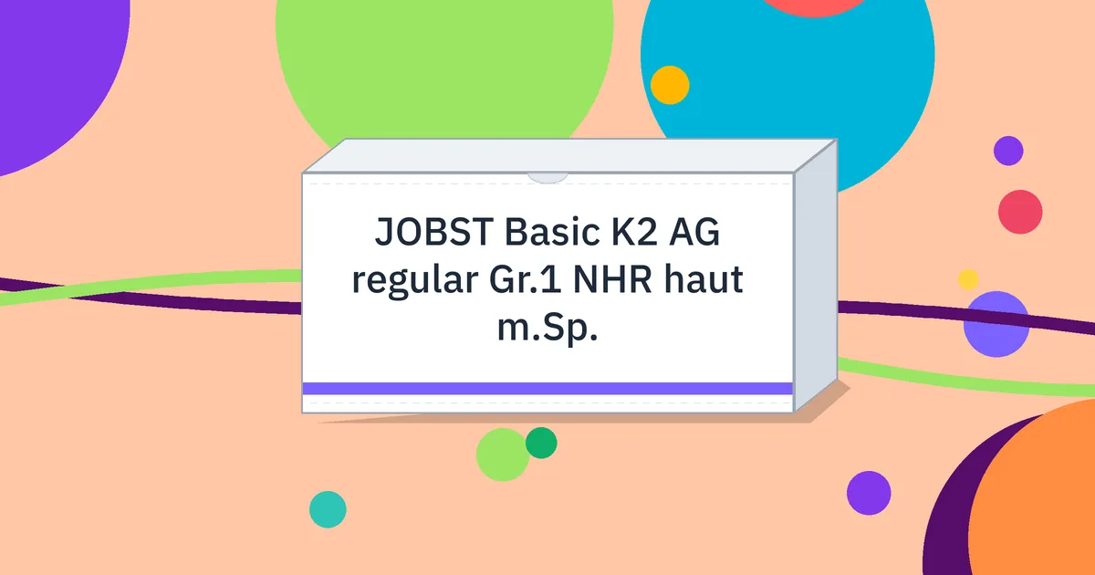 Symbolbild: Packung mit der Aufschrift JOBST Basic K2 AG regular Gr.1 NHR haut m.Sp. (PZN 13060280) – Verfügbarkeit und Bezug in Apotheken in Frankfurt am Main