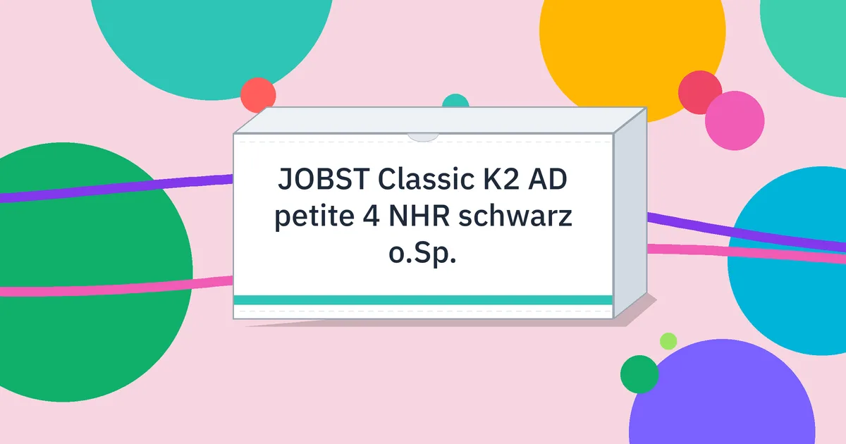 Symbolbild: Packung mit der Aufschrift JOBST Classic K2 AD petite 4 NHR schwarz o.Sp. (PZN 13061486) – Verfügbarkeit und Bezug in Apotheken in Frankfurt am Main