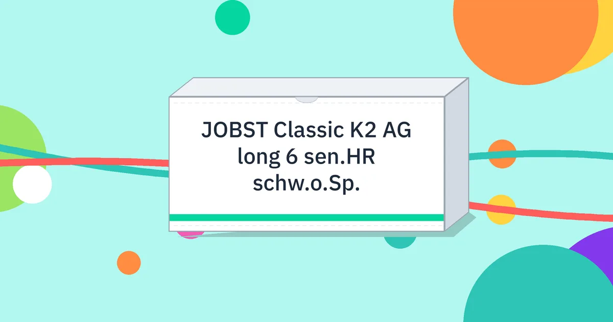 Symbolbild: Packung mit der Aufschrift JOBST Classic K2 AG long 6 sen.HR schw.o.Sp. (PZN 17958925) – Verfügbarkeit und Bezug in Apotheken in Frankfurt am Main