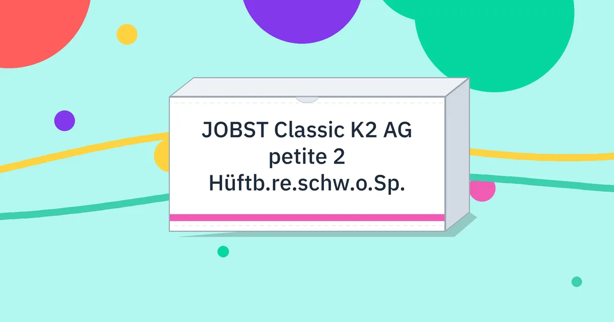 Symbolbild: Packung mit der Aufschrift JOBST Classic K2 AG petite 2 Hüftb.re.schw.o.Sp. (PZN 13065811) – Verfügbarkeit und Bezug in Apotheken in Frankfurt am Main