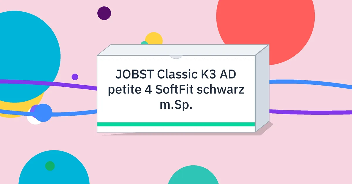 Symbolbild: Packung mit der Aufschrift JOBST Classic K3 AD petite 4 SoftFit schwarz m.Sp. (PZN 14223442) – Verfügbarkeit und Bezug in Apotheken in Frankfurt am Main