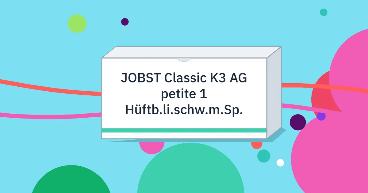 Symbolbild: Packung mit der Aufschrift JOBST Classic K3 AG petite 1 Hüftb.li.schw.m.Sp. (PZN 13074247) – Verfügbarkeit und Bezug in Apotheken in Frankfurt am Main