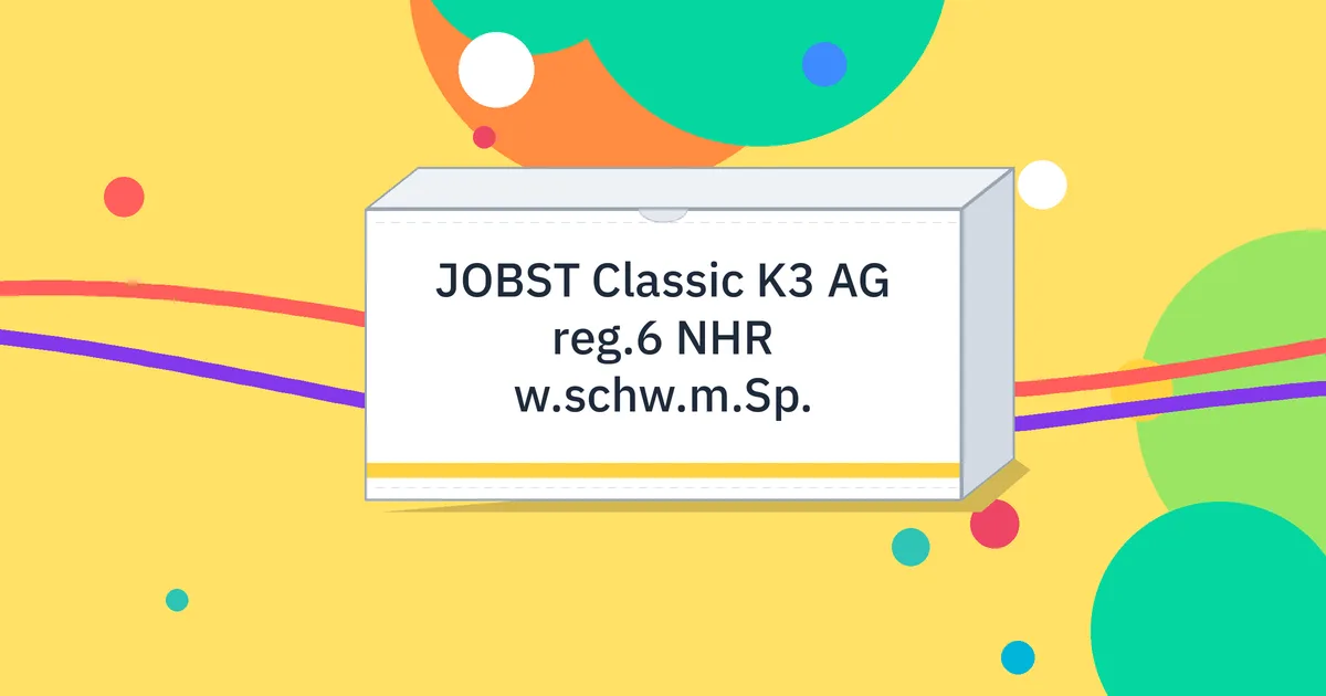 Symbolbild: Packung mit der Aufschrift JOBST Classic K3 AG reg.6 NHR w.schw.m.Sp. (PZN 13073650) – Verfügbarkeit und Bezug in Apotheken in Frankfurt am Main
