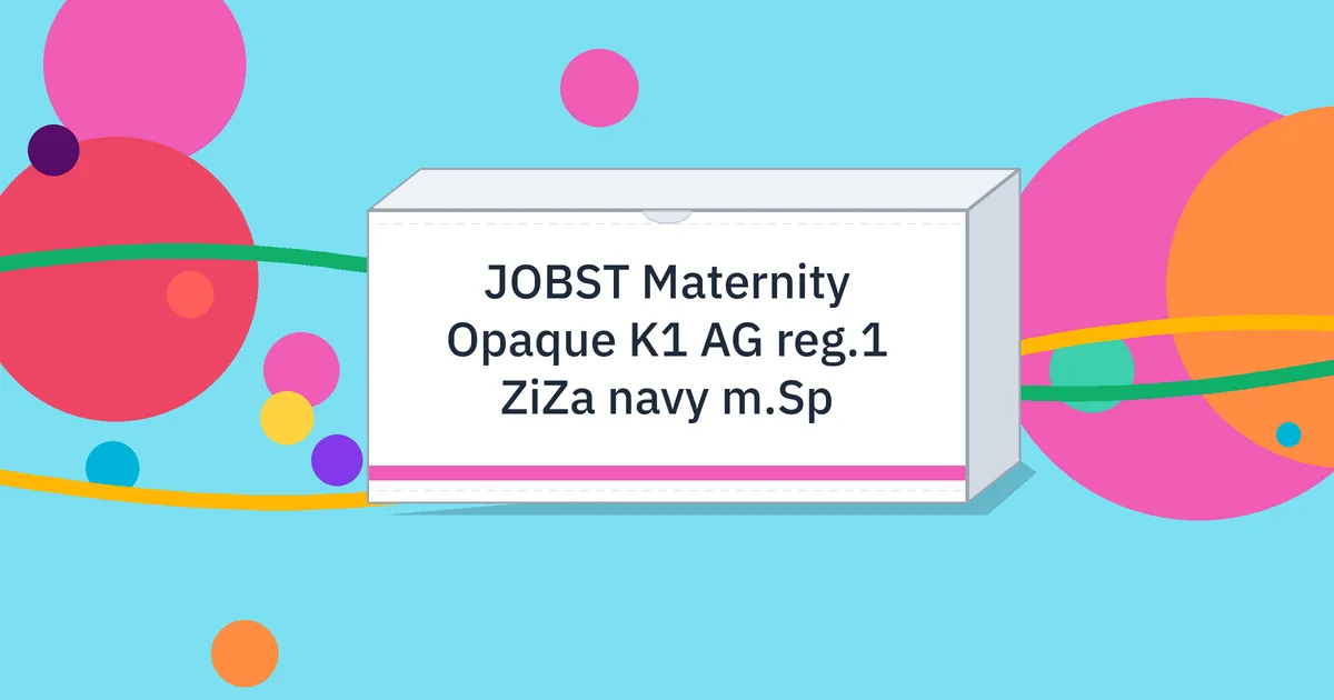 Symbolbild: Packung mit der Aufschrift JOBST Maternity Opaque K1 AG reg.1 ZiZa navy m.Sp (PZN 15859314) – Verfügbarkeit und Bezug in Apotheken in Frankfurt am Main