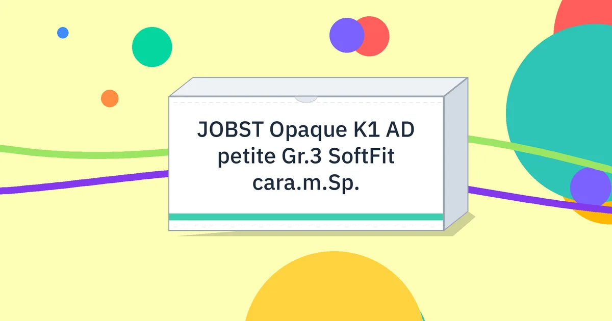 Symbolbild: Packung mit der Aufschrift JOBST Opaque K1 AD petite Gr.3 SoftFit cara.m.Sp. (PZN 13079279) – Verfügbarkeit und Bezug in Apotheken in Frankfurt am Main