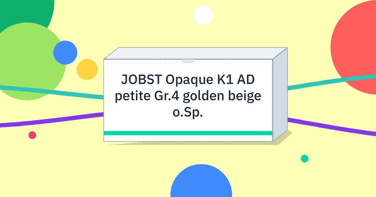 Symbolbild: Packung mit der Aufschrift JOBST Opaque K1 AD petite Gr.4 golden beige o.Sp. (PZN 16263747) – Verfügbarkeit und Bezug in Apotheken in Frankfurt am Main