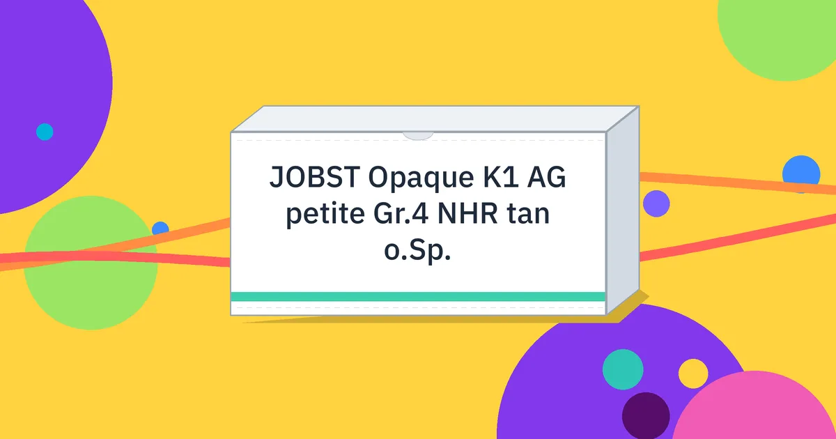 Symbolbild: Packung mit der Aufschrift JOBST Opaque K1 AG petite Gr.4 NHR tan o.Sp. (PZN 16269661) – Verfügbarkeit und Bezug in Apotheken in Frankfurt am Main