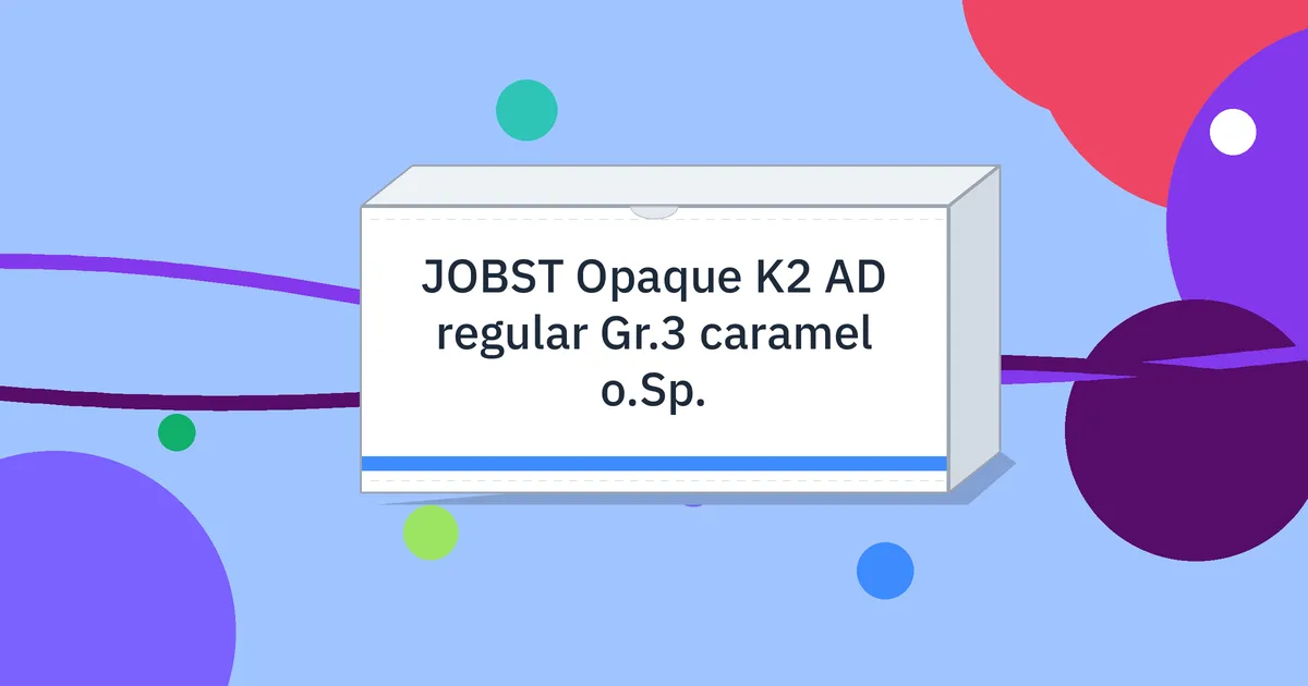 Symbolbild: Packung mit der Aufschrift JOBST Opaque K2 AD regular Gr.3 caramel o.Sp. (PZN 10722591) – Verfügbarkeit und Bezug in Apotheken in Frankfurt am Main