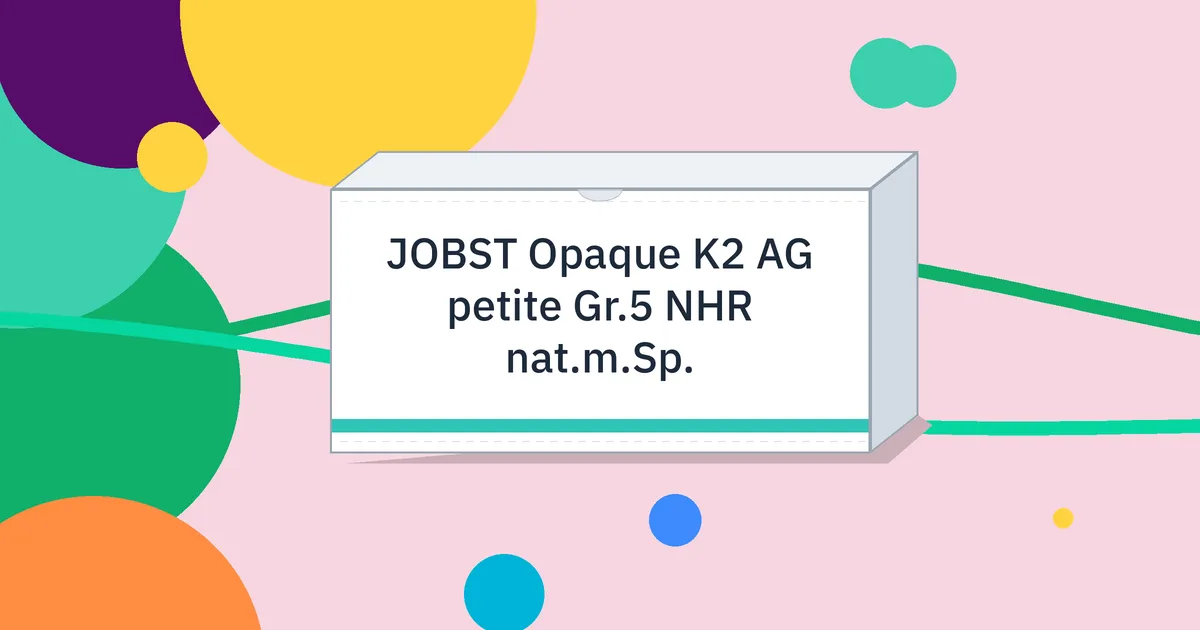 Symbolbild: Packung mit der Aufschrift JOBST Opaque K2 AG petite Gr.5 NHR nat.m.Sp. (PZN 11255111) – Verfügbarkeit und Bezug in Apotheken in Frankfurt am Main