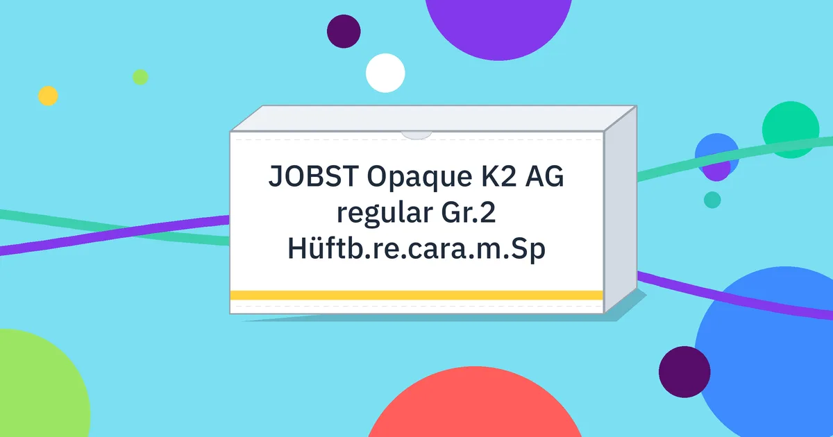 Symbolbild: Packung mit der Aufschrift JOBST Opaque K2 AG regular Gr.2 Hüftb.re.cara.m.Sp (PZN 13117175) – Verfügbarkeit und Bezug in Apotheken in Frankfurt am Main
