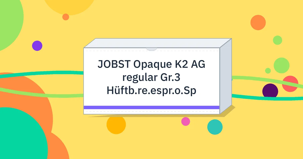 Symbolbild: Packung mit der Aufschrift JOBST Opaque K2 AG regular Gr.3 Hüftb.re.espr.o.Sp (PZN 16287251) – Verfügbarkeit und Bezug in Apotheken in Frankfurt am Main
