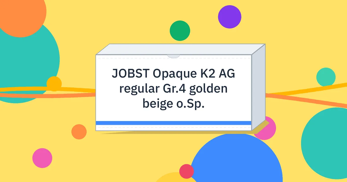 Symbolbild: Packung mit der Aufschrift JOBST Opaque K2 AG regular Gr.4 golden beige o.Sp. (PZN 16280237) – Verfügbarkeit und Bezug in Apotheken in Frankfurt am Main