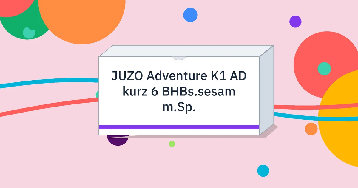 Symbolbild: Packung mit der Aufschrift JUZO Adventure K1 AD kurz 6 BHBs.sesam m.Sp. (PZN 16493536) – Verfügbarkeit und Bezug in Apotheken in Frankfurt am Main