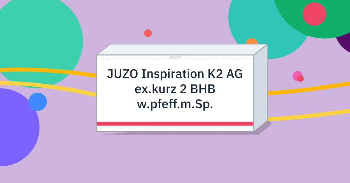 Symbolbild: Packung mit der Aufschrift JUZO Inspiration K2 AG ex.kurz 2 BHB w.pfeff.m.Sp. (PZN 14851090) – Verfügbarkeit und Bezug in Apotheken in Frankfurt am Main