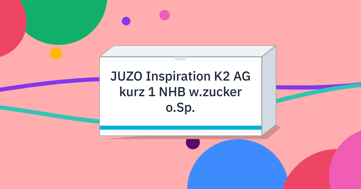 Symbolbild: Packung mit der Aufschrift JUZO Inspiration K2 AG kurz 1 NHB w.zucker o.Sp. (PZN 14947542) – Verfügbarkeit und Bezug in Apotheken in Frankfurt am Main