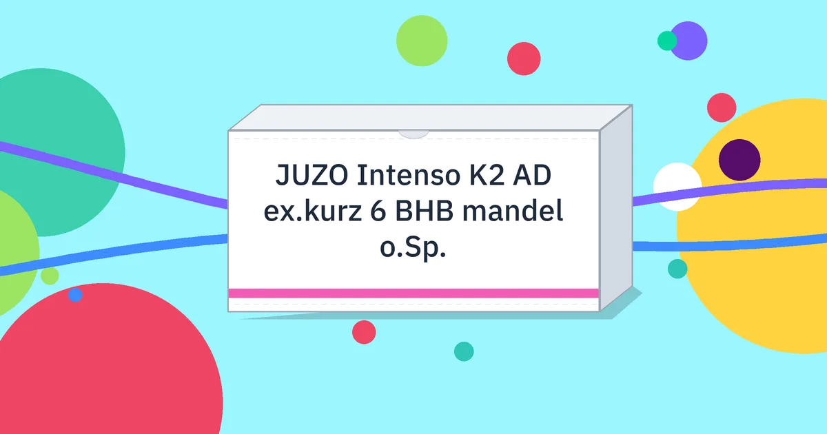Symbolbild: Packung mit der Aufschrift JUZO Intenso K2 AD ex.kurz 6 BHB mandel o.Sp. (PZN 18625812) – Verfügbarkeit und Bezug in Apotheken in Frankfurt am Main