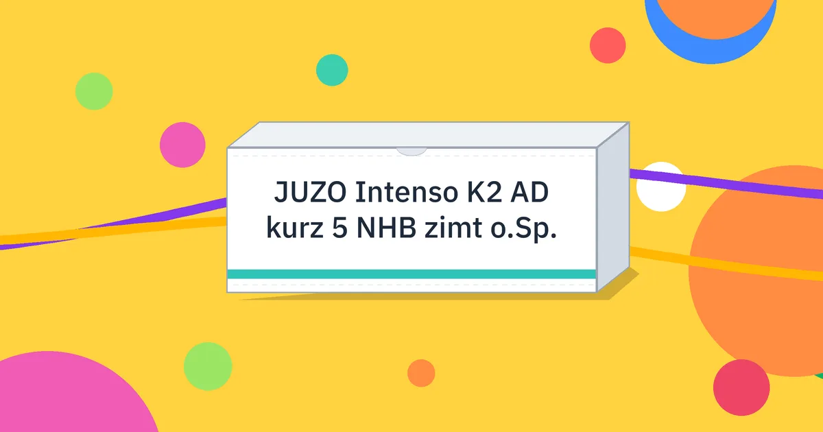 Symbolbild: Packung mit der Aufschrift JUZO Intenso K2 AD kurz 5 NHB zimt o.Sp. (PZN 18621458) – Verfügbarkeit und Bezug in Apotheken in Frankfurt am Main