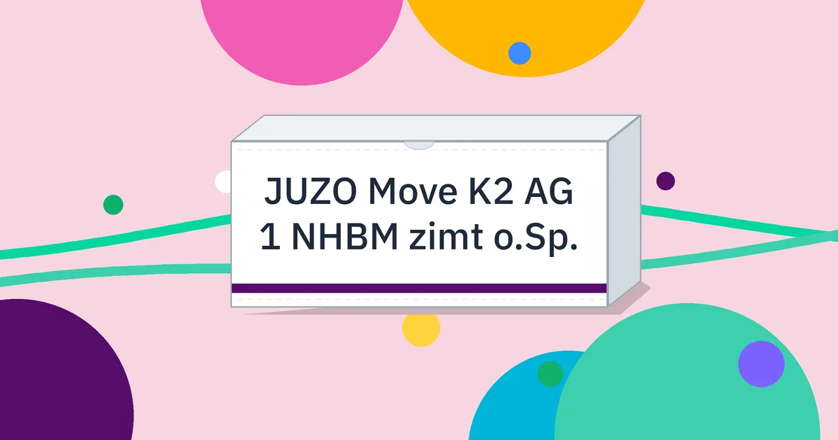 Symbolbild: Packung mit der Aufschrift JUZO Move K2 AG 1 NHBM zimt o.Sp. (PZN 18525246) – Verfügbarkeit und Bezug in Apotheken in Frankfurt am Main