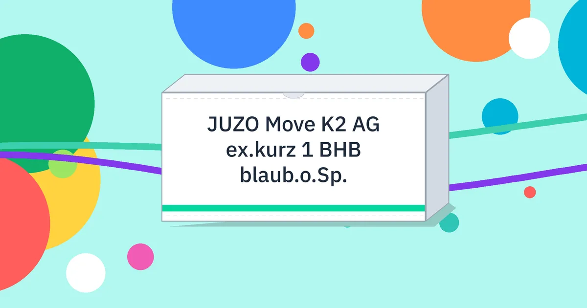 Symbolbild: Packung mit der Aufschrift JUZO Move K2 AG ex.kurz 1 BHB blaub.o.Sp. (PZN 18565659) – Verfügbarkeit und Bezug in Apotheken in Frankfurt am Main