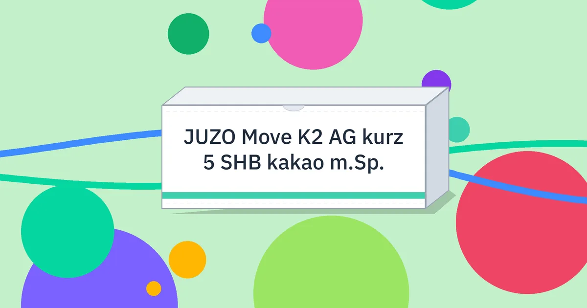 Symbolbild: Packung mit der Aufschrift JUZO Move K2 AG kurz 5 SHB kakao m.Sp. (PZN 18559630) – Verfügbarkeit und Bezug in Apotheken in Frankfurt am Main