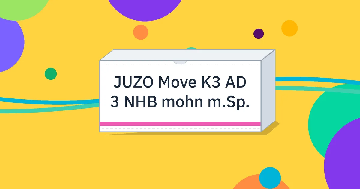 Symbolbild: Packung mit der Aufschrift JUZO Move K3 AD 3 NHB mohn m.Sp. (PZN 18570778) – Verfügbarkeit und Bezug in Apotheken in Frankfurt am Main