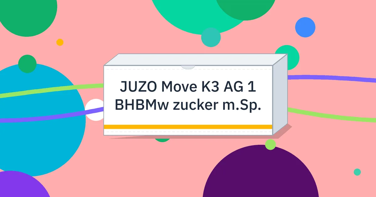 Symbolbild: Packung mit der Aufschrift JUZO Move K3 AG 1 BHBMw zucker m.Sp. (PZN 18576195) – Verfügbarkeit und Bezug in Apotheken in Frankfurt am Main
