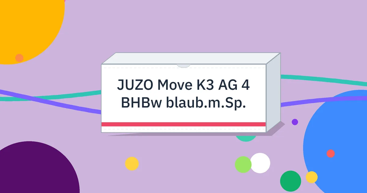 Symbolbild: Packung mit der Aufschrift JUZO Move K3 AG 4 BHBw blaub.m.Sp. (PZN 18587649) – Verfügbarkeit und Bezug in Apotheken in Frankfurt am Main