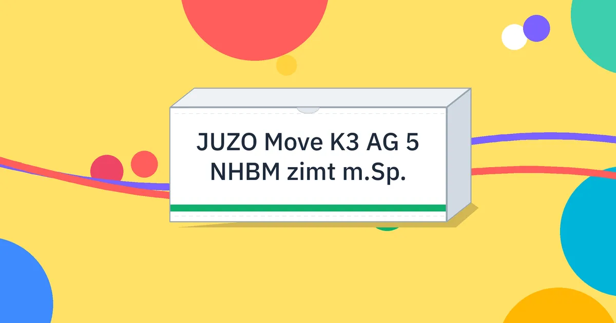 Symbolbild: Packung mit der Aufschrift JUZO Move K3 AG 5 NHBM zimt m.Sp. (PZN 18574776) – Verfügbarkeit und Bezug in Apotheken in Frankfurt am Main